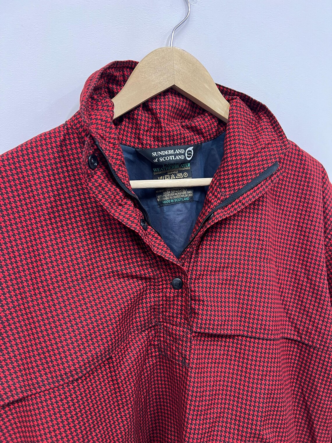 Vintage Sunderland of Scotland Golf Jacket Anorak Red Black Windbreaker ...