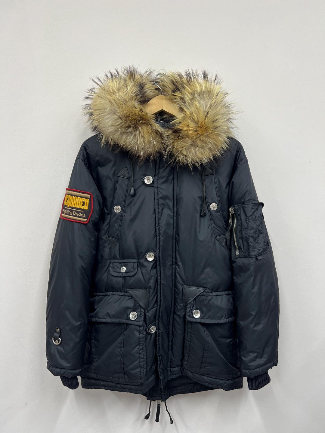 Dsquared Fighting Dudes Down Puffer Parka Jacket Hooded Coat Women’s ...