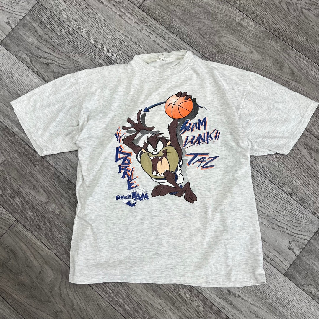 Vintage 1996 Space Jam Taz Slam Dunk Tee T-shirt Size L/M - Etsy