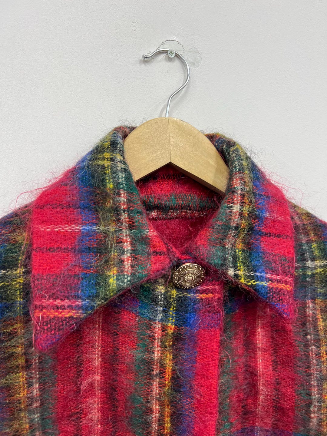 Vintage Rannoch Designs Scotland Mohair Wool Tartan Plaid Red Poncho ...