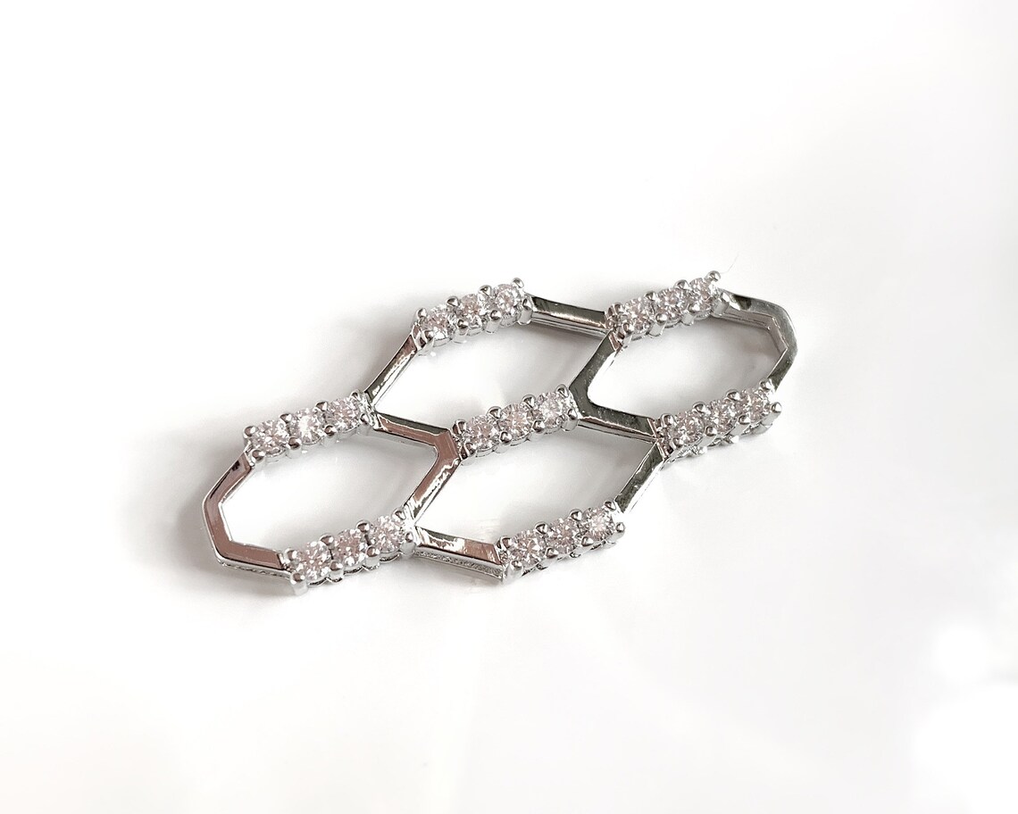 Decorative Connector, STERLING SILVER, ZIRCONIAS, Honey Comb Connector ...