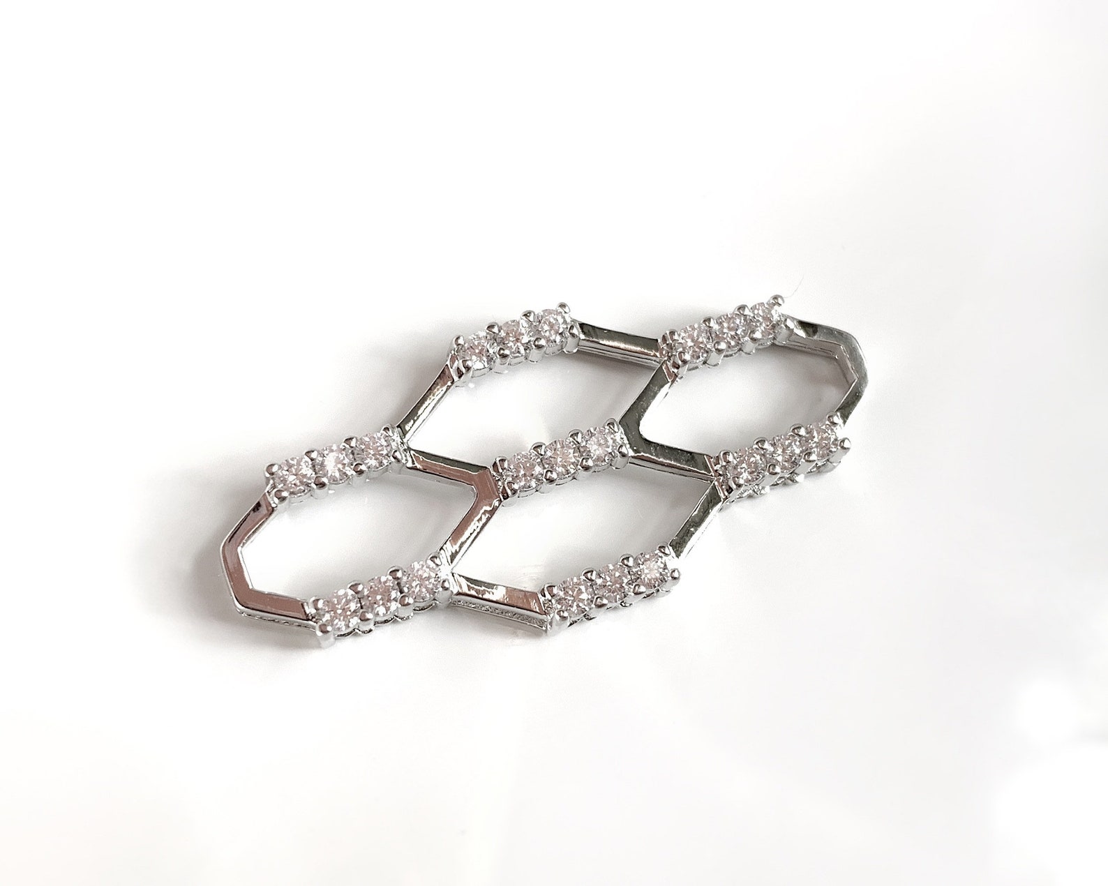 Decorative Connector, STERLING SILVER, ZIRCONIAS, Honey Comb Connector ...