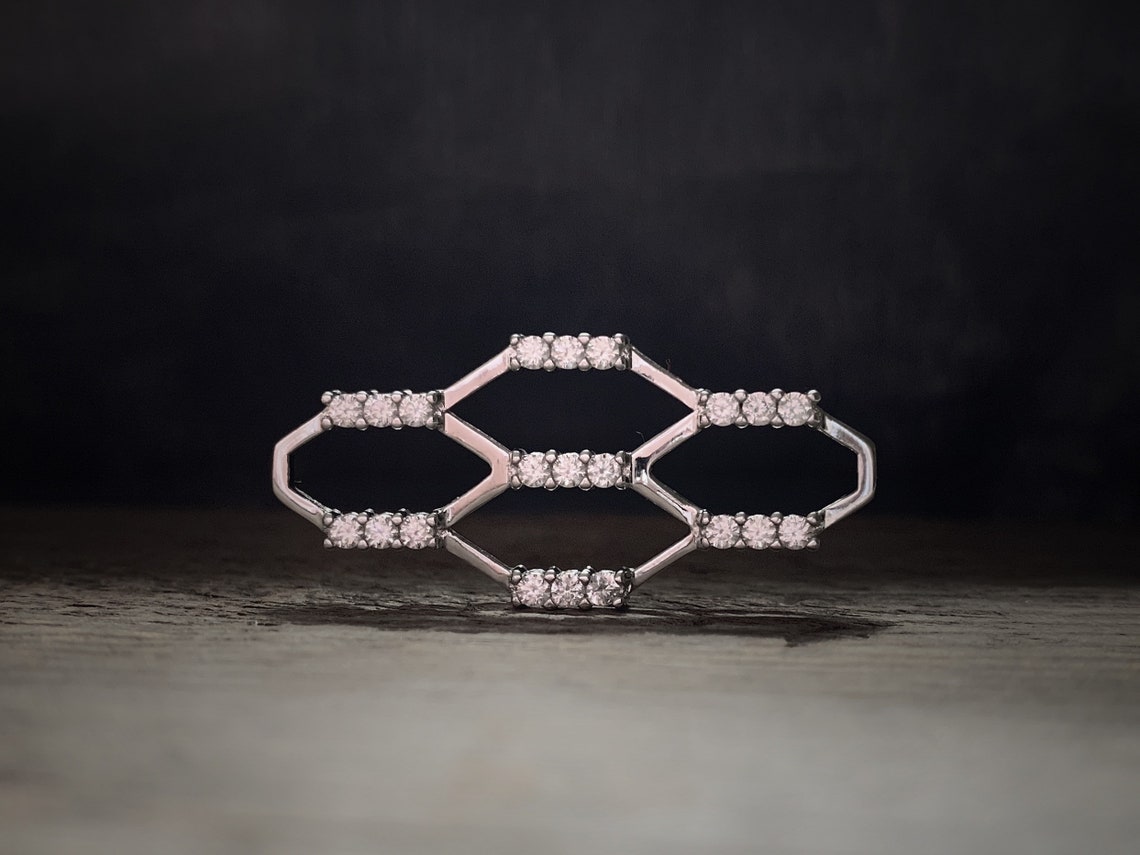 Decorative Connector, STERLING SILVER, ZIRCONIAS, Honey Comb Connector ...