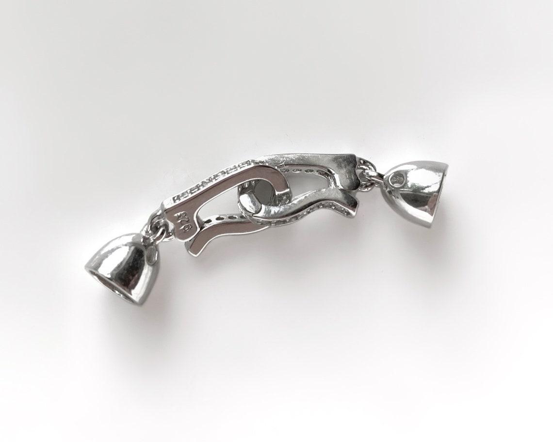 Decorative Clasp, Studded Clasp, STERLING SILVER, ZIRCONIAS, Hook Clasp ...