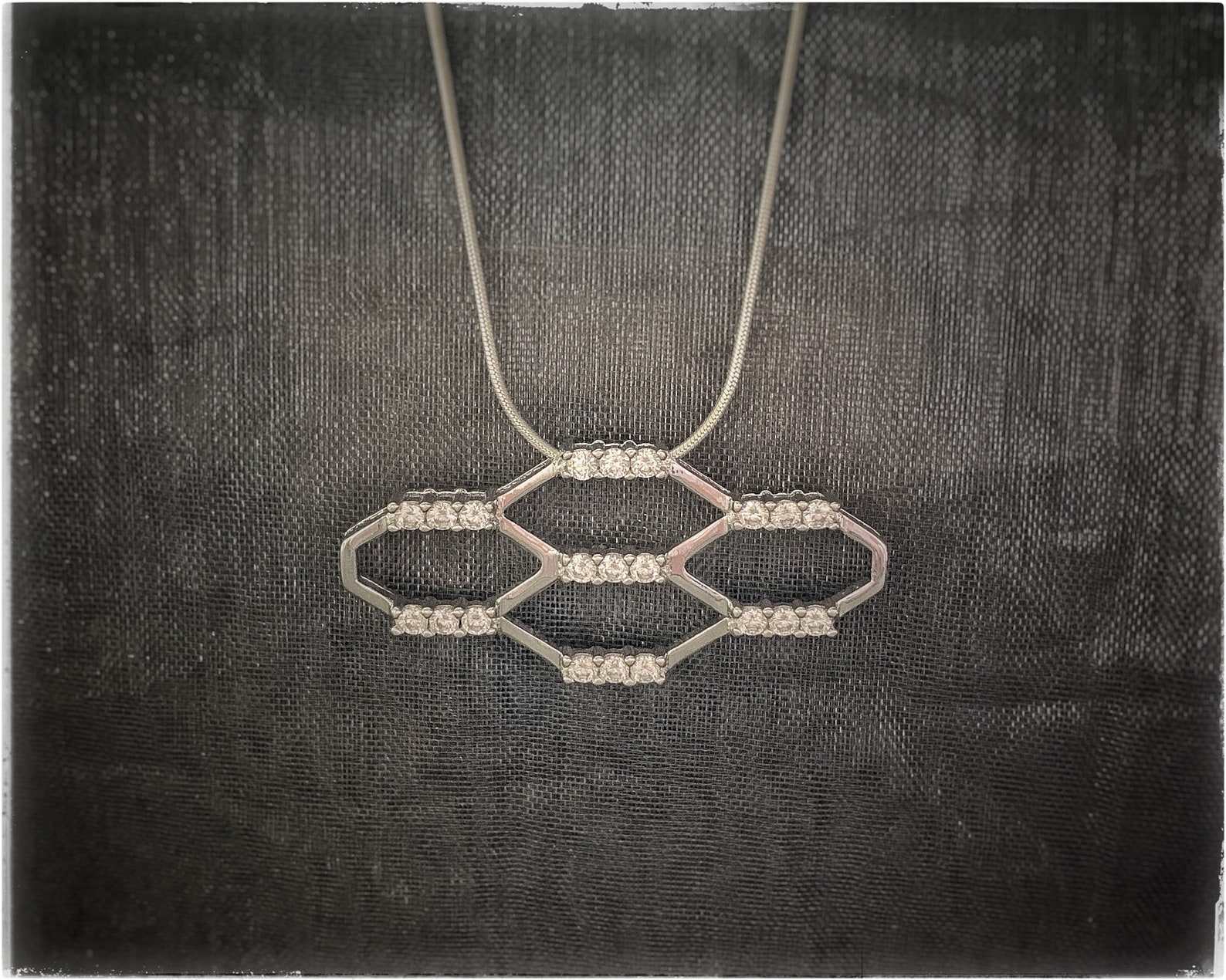 Decorative Connector, STERLING SILVER, ZIRCONIAS, Honey Comb Connector ...
