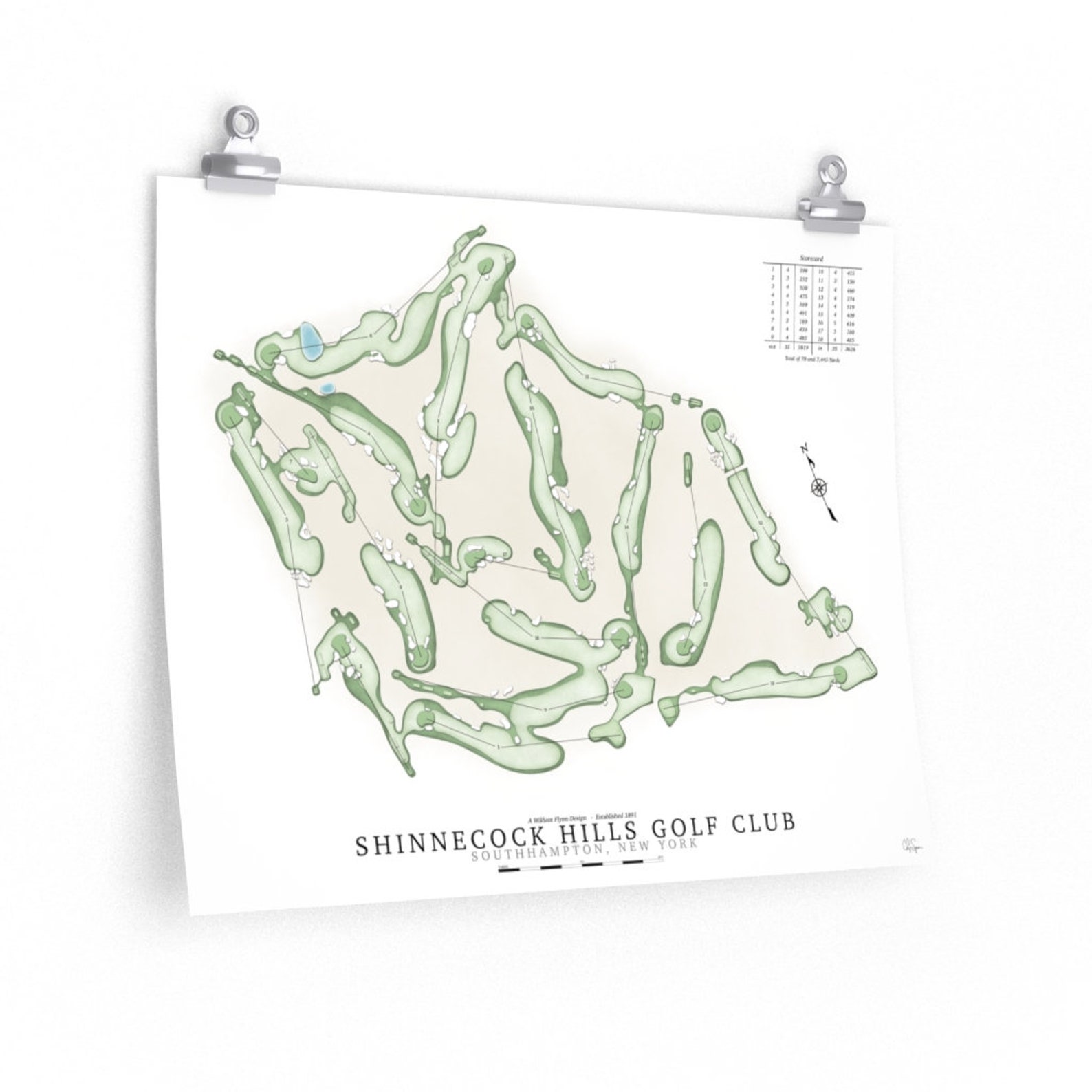 Shinnecock Hills Golf Club Golf Course Map Golf Gift | Etsy