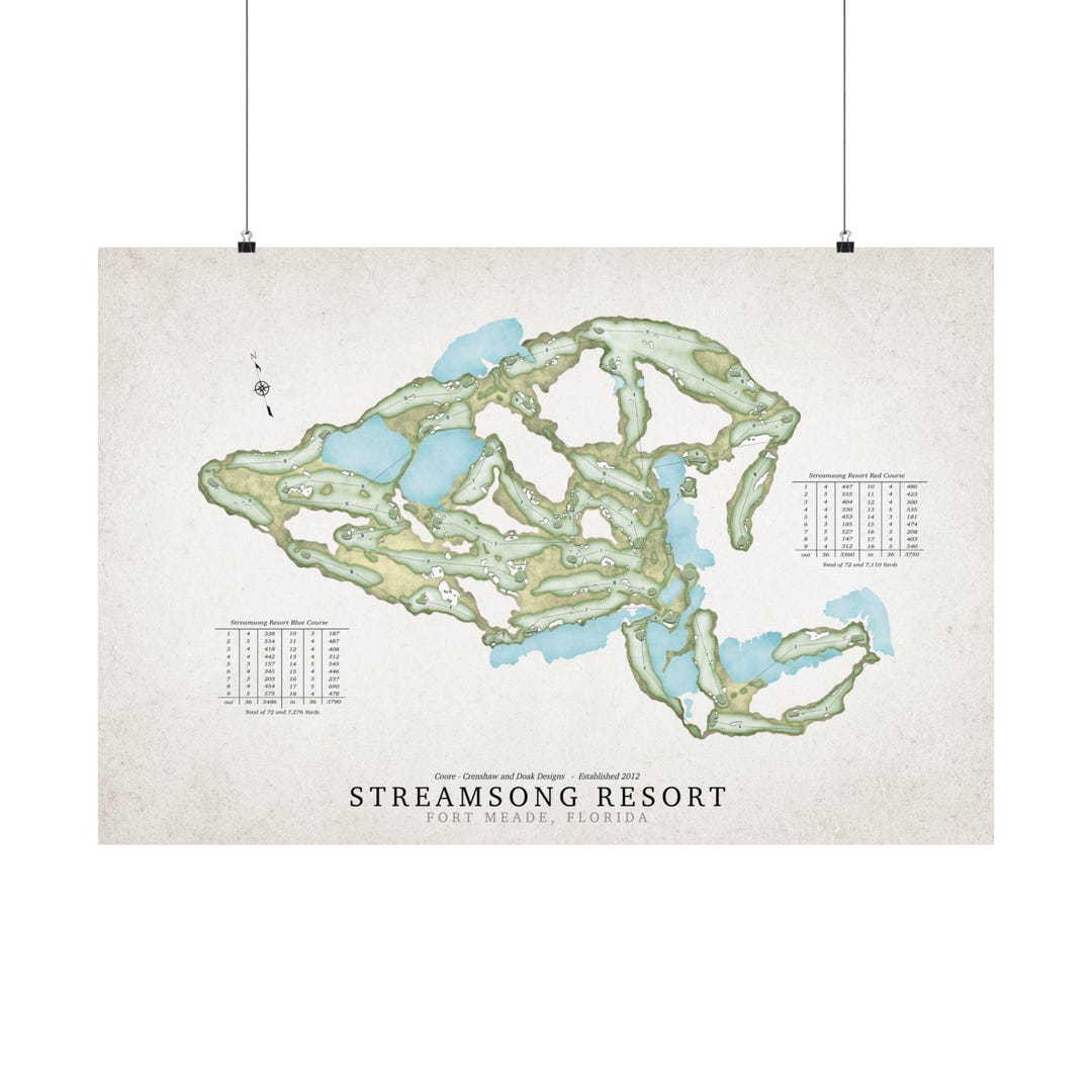 Streamsong Resort Florida Golf Course Map Gift for Him Gift for Her ...