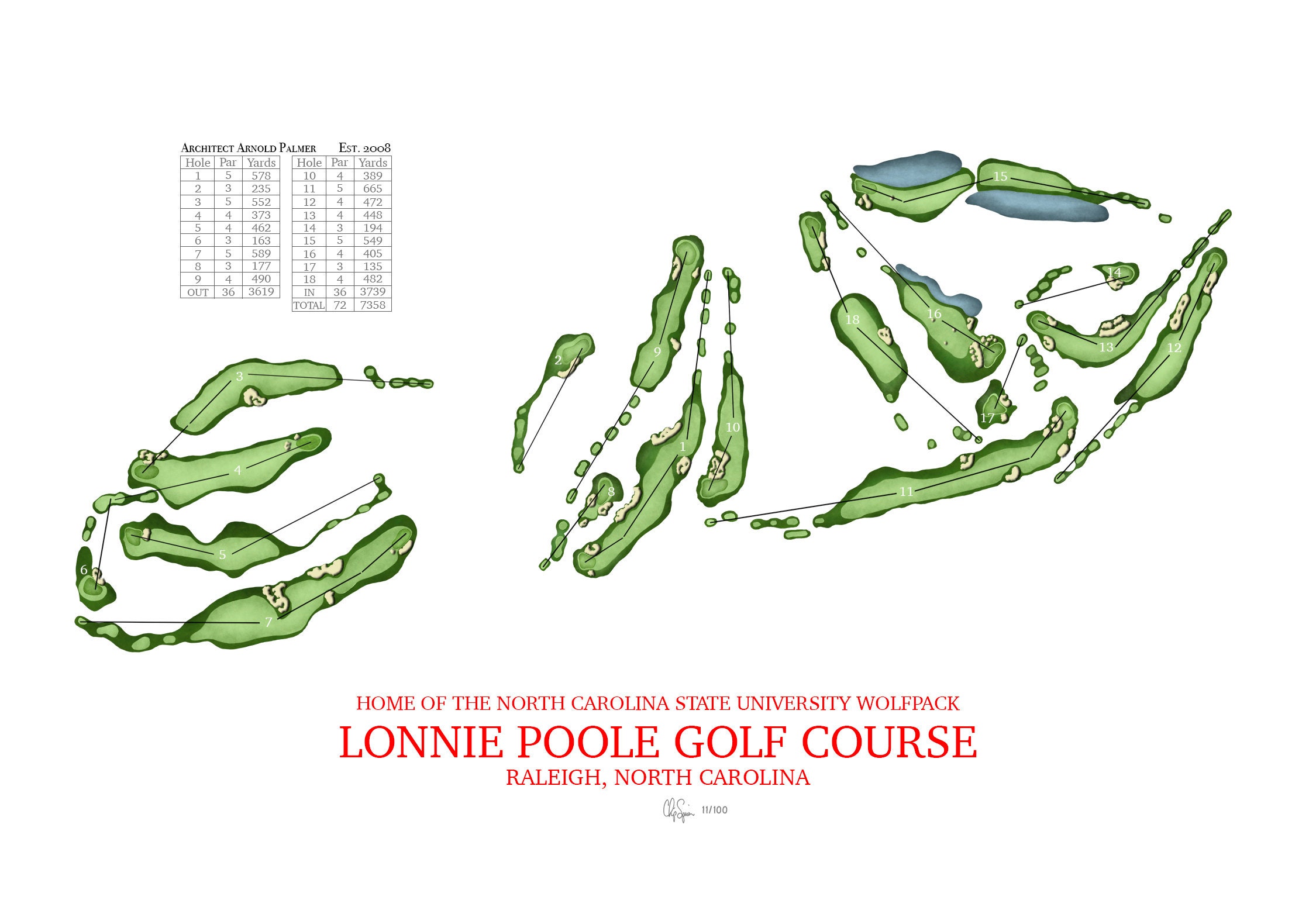 Lonnie Poole Golfplatz Karte NCSU NC State Raleigh | Etsy