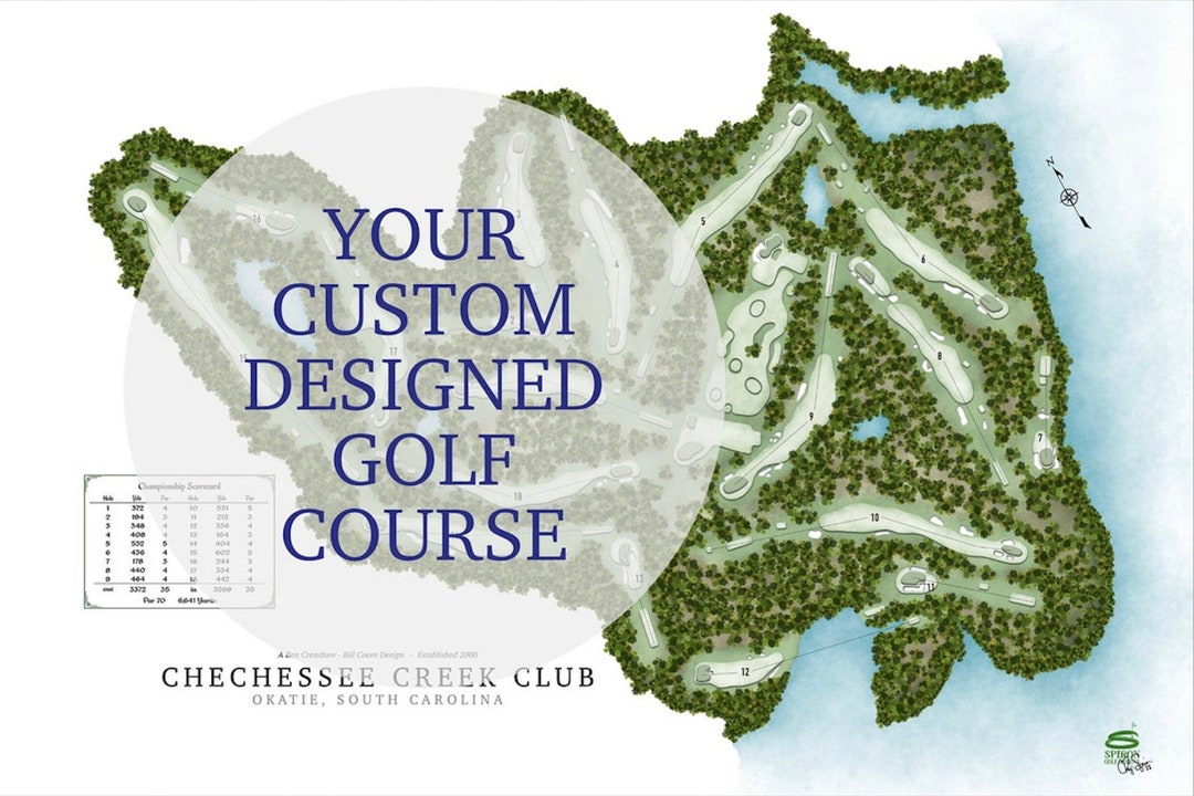 CUSTOM MORE DETAIL Golf Course Map Wedding Gifts Wall Decors Course ...