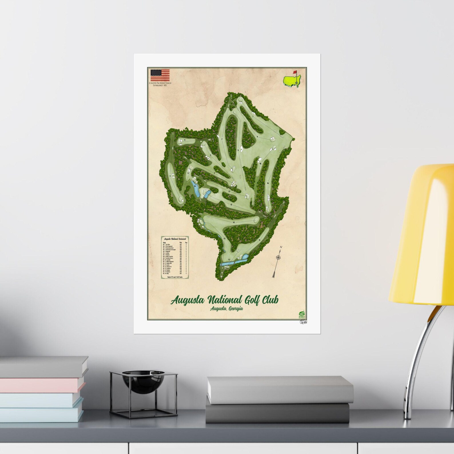 Augusta National Golf Club Vintage Map Poster: the Masters Wall Art - Etsy