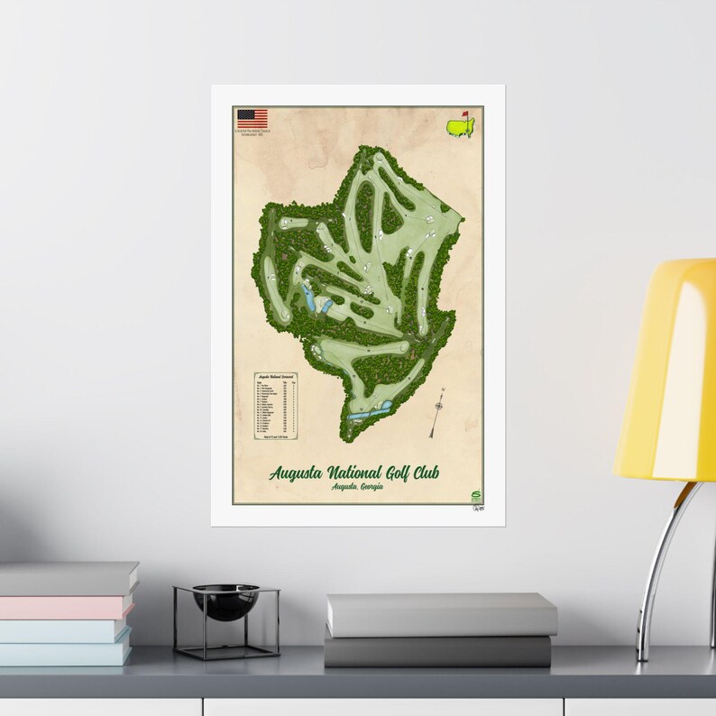 Augusta National Golf Club Vintage Map Poster: the Masters Wall Art - Etsy