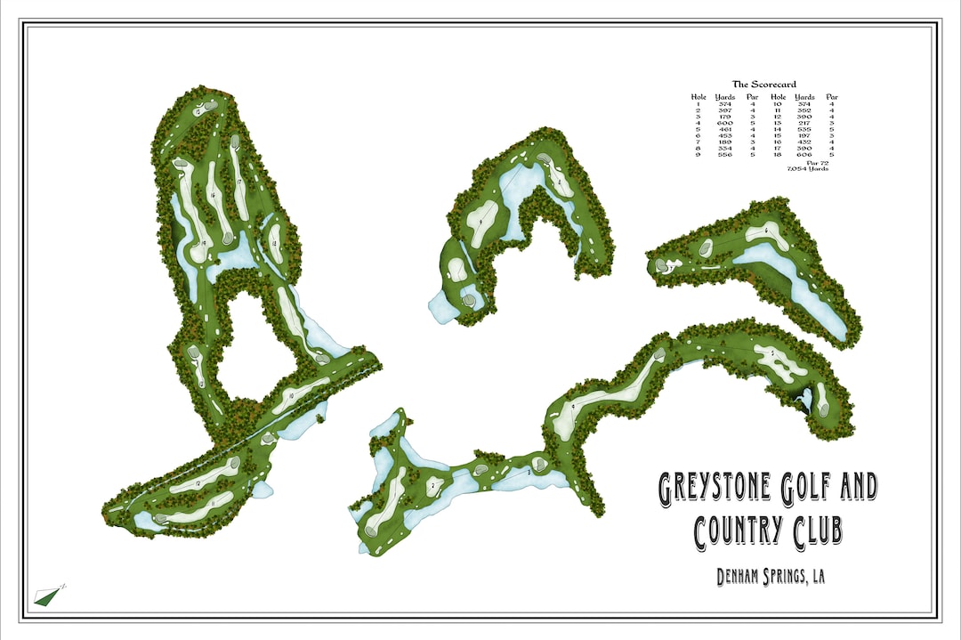 Greystone Golf Club Golf Course Map Personalized Gifts Wall ...