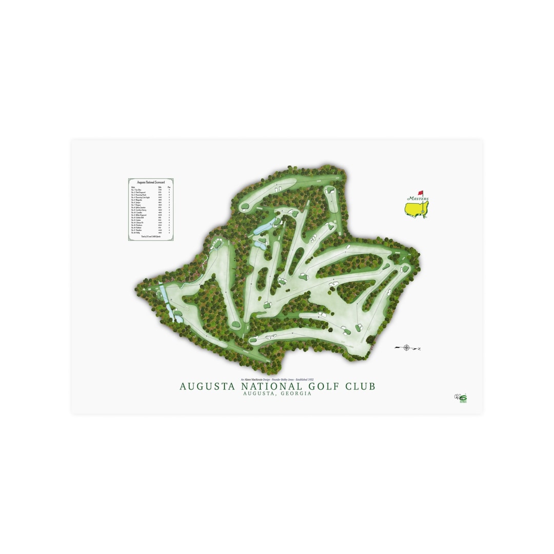 Augusta National Golf Club Georgia Golf Course Map Personalized Gifts ...