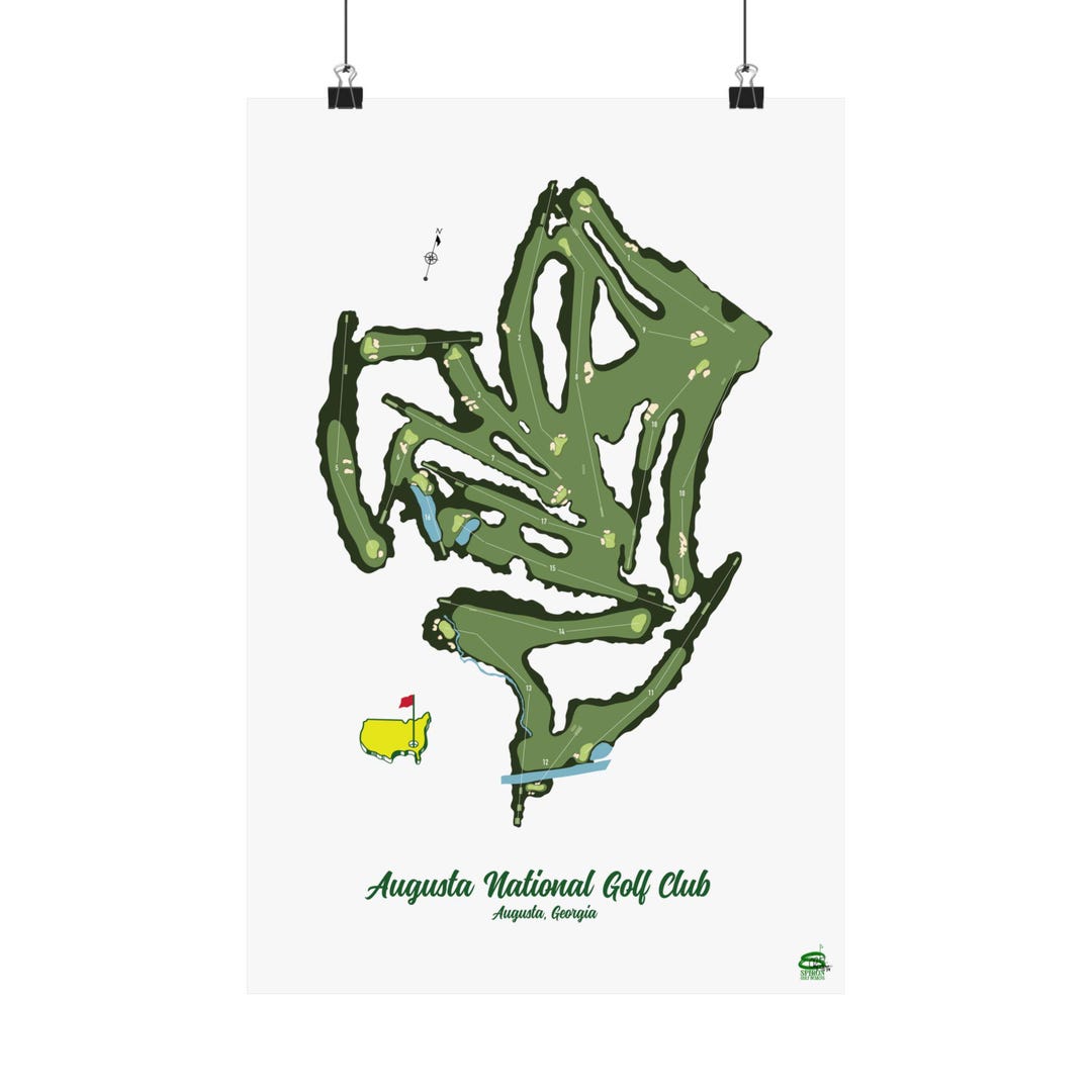 Augusta National | Masters Map | Golf Course Map | Golf Map Poster ...