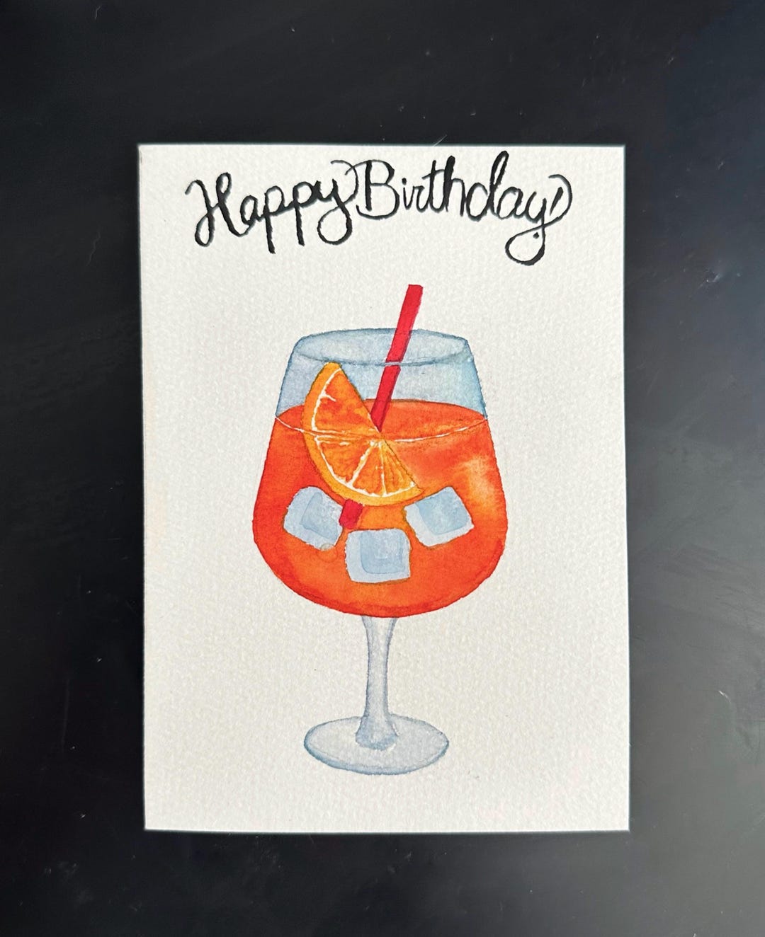 Handpainted Aperol Spritz Birthday Card - Etsy