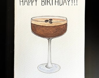 Espresso Martini Birthday Card - Etsy