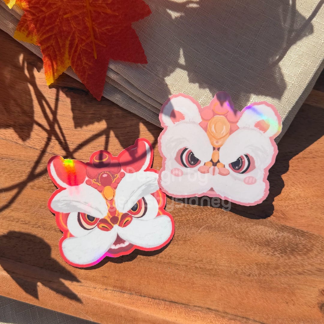 Holographic Lion Dance Head Sticker - Lunar New Year Decal - Etsy