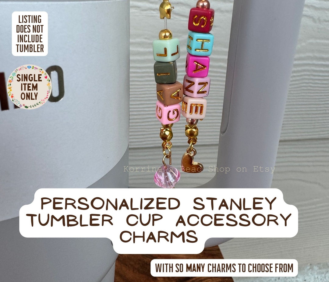 Personalized Stanley Quencher Tumbler Handle Cup Charm Accessories Gold ...