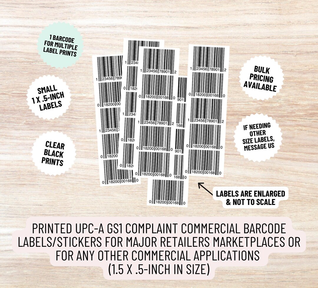 Custom Printed Small UPC-A GS1 Complaint Commercial Barcode Labels ...