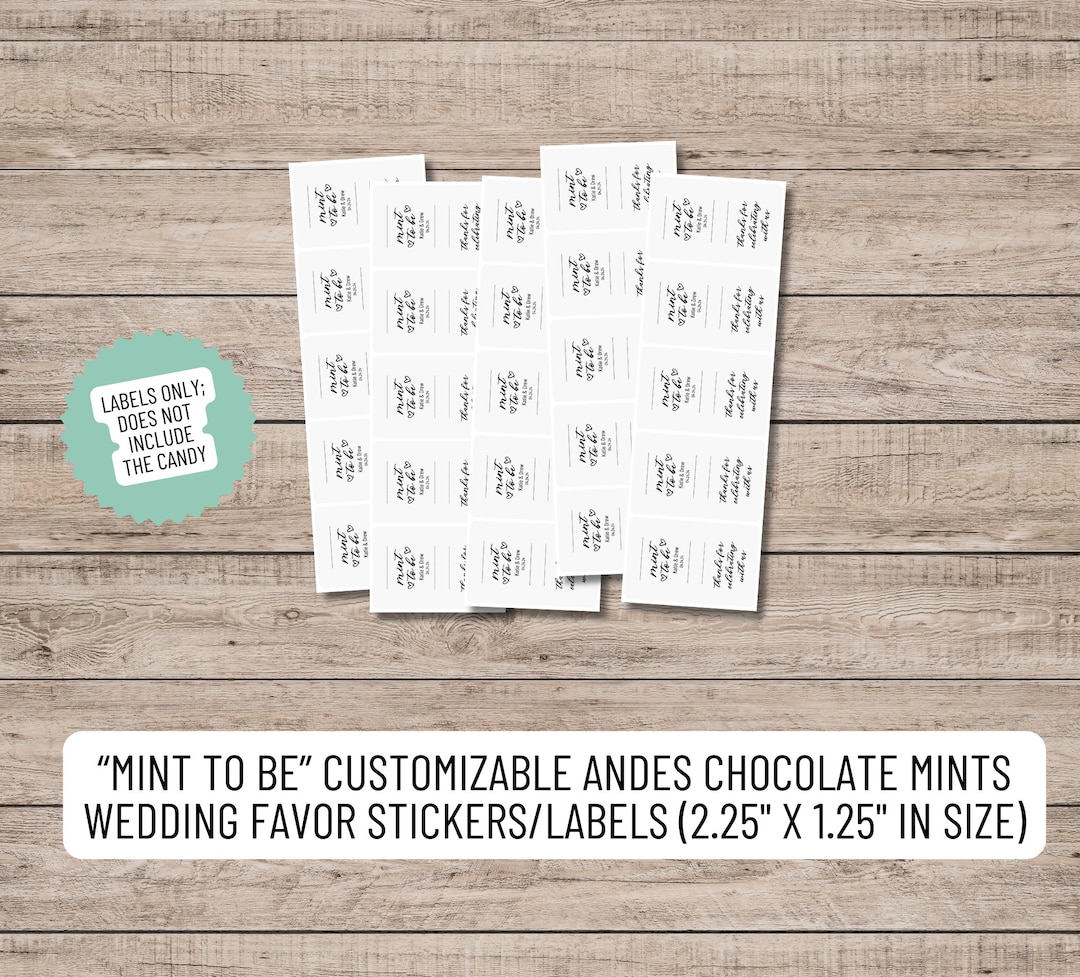 Mint to Be Wedding Favor Stickers: Personalized Andes Mints Candy ...