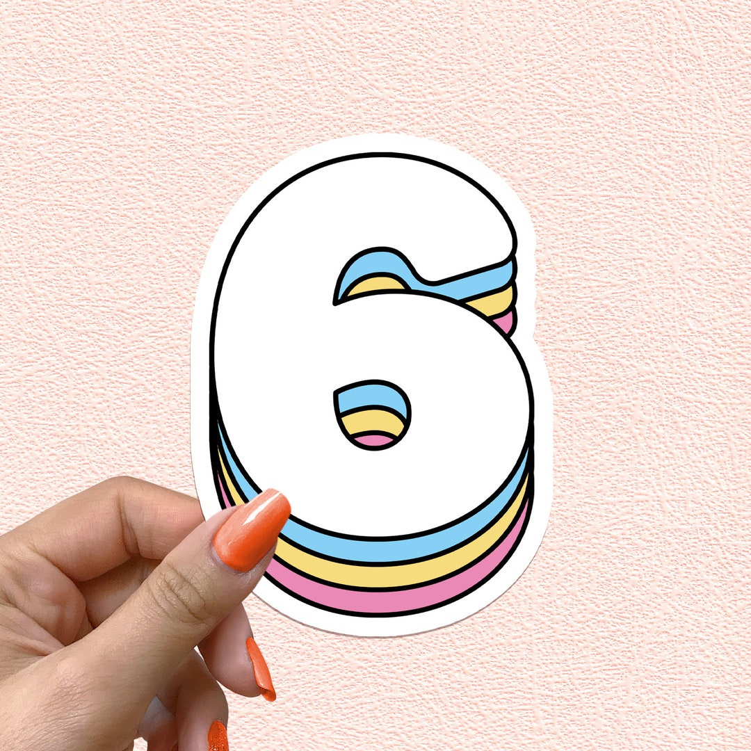 Number 6 Sticker: Retro Rainbow Vinyl Decal, 6th Birthday - Etsy