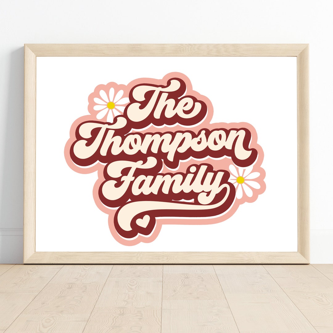 Personalized Family Name Poster: Retro Floral Wall Art - Etsy