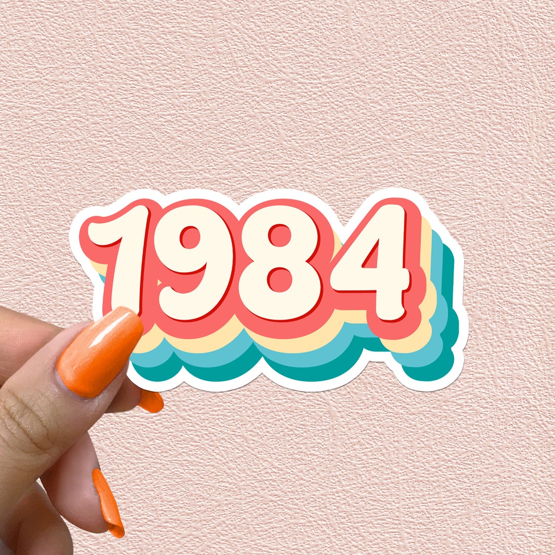 1984 Sticker Year Retro Vintage Groovy Hippie 84 Waterproof Vinyl ...