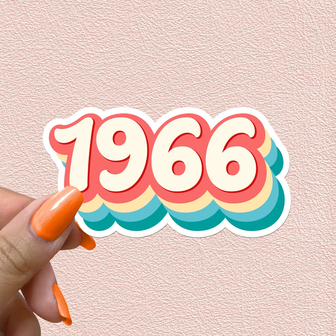 1966 Sticker Year Retro Vintage Groovy Hippie 66 Waterproof Vinyl ...