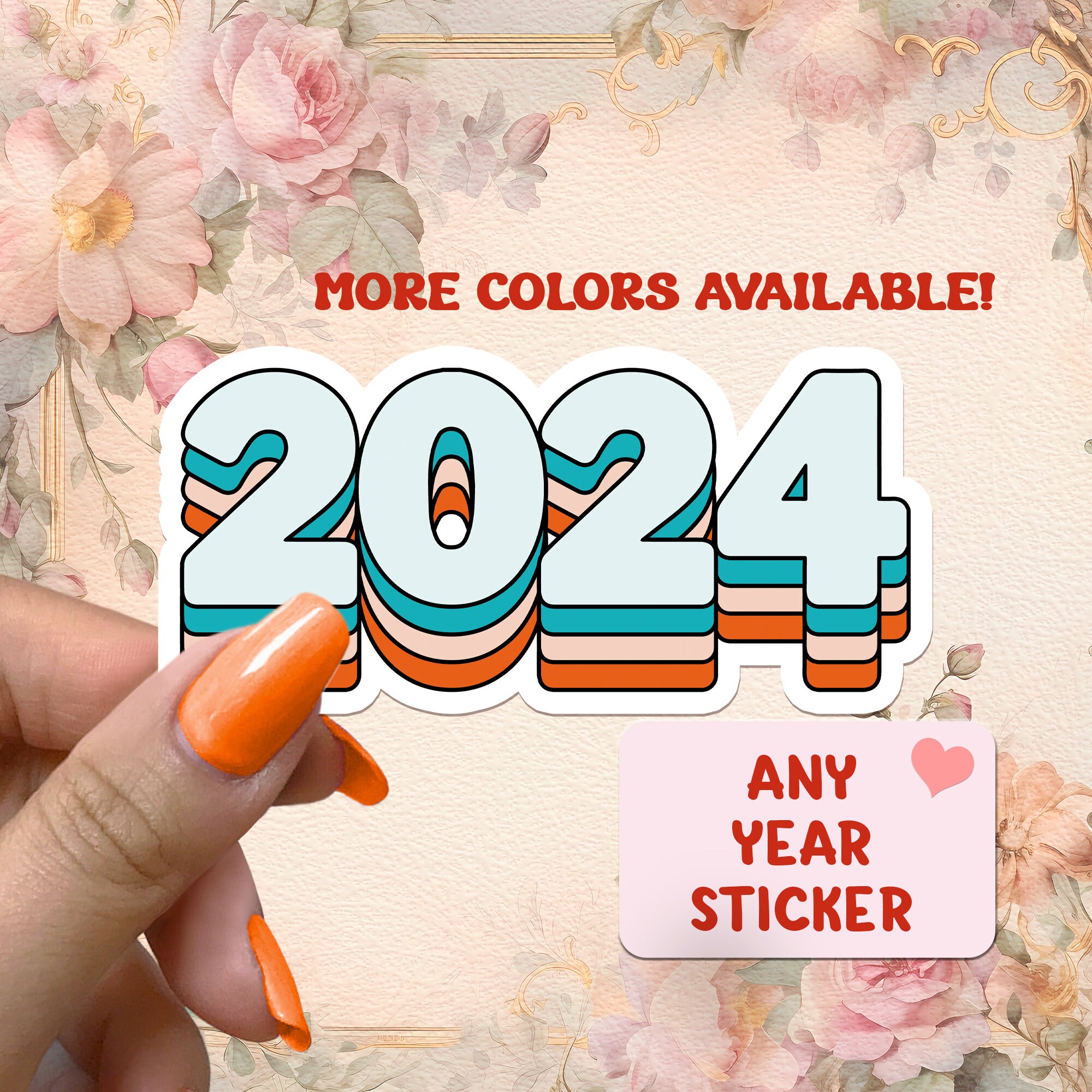 2024 Sticker Year Retro Vintage Rainbow Waterproof Vinyl Stickers - Etsy