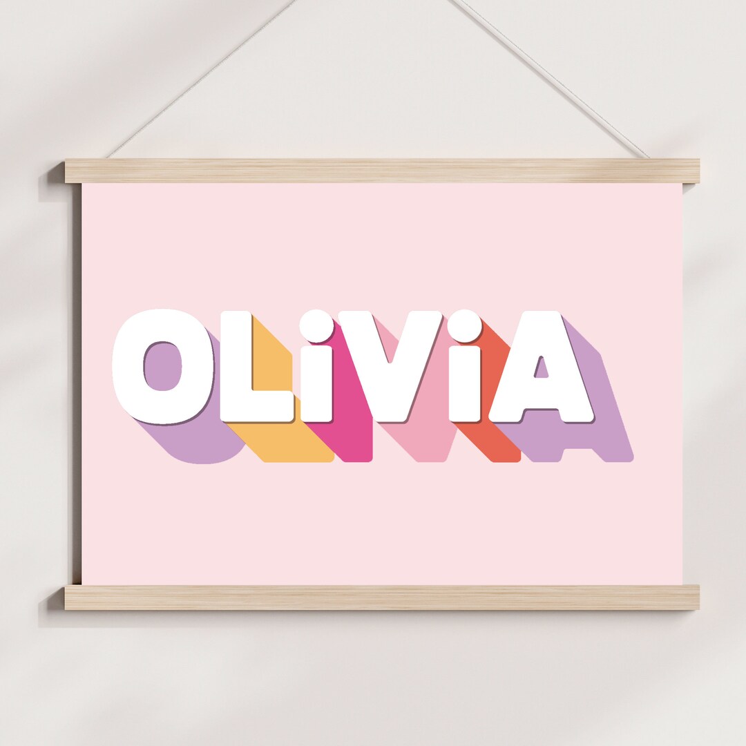 Custom Name Poster, Unframed Wall Art, Personalized Text Print, Retro ...
