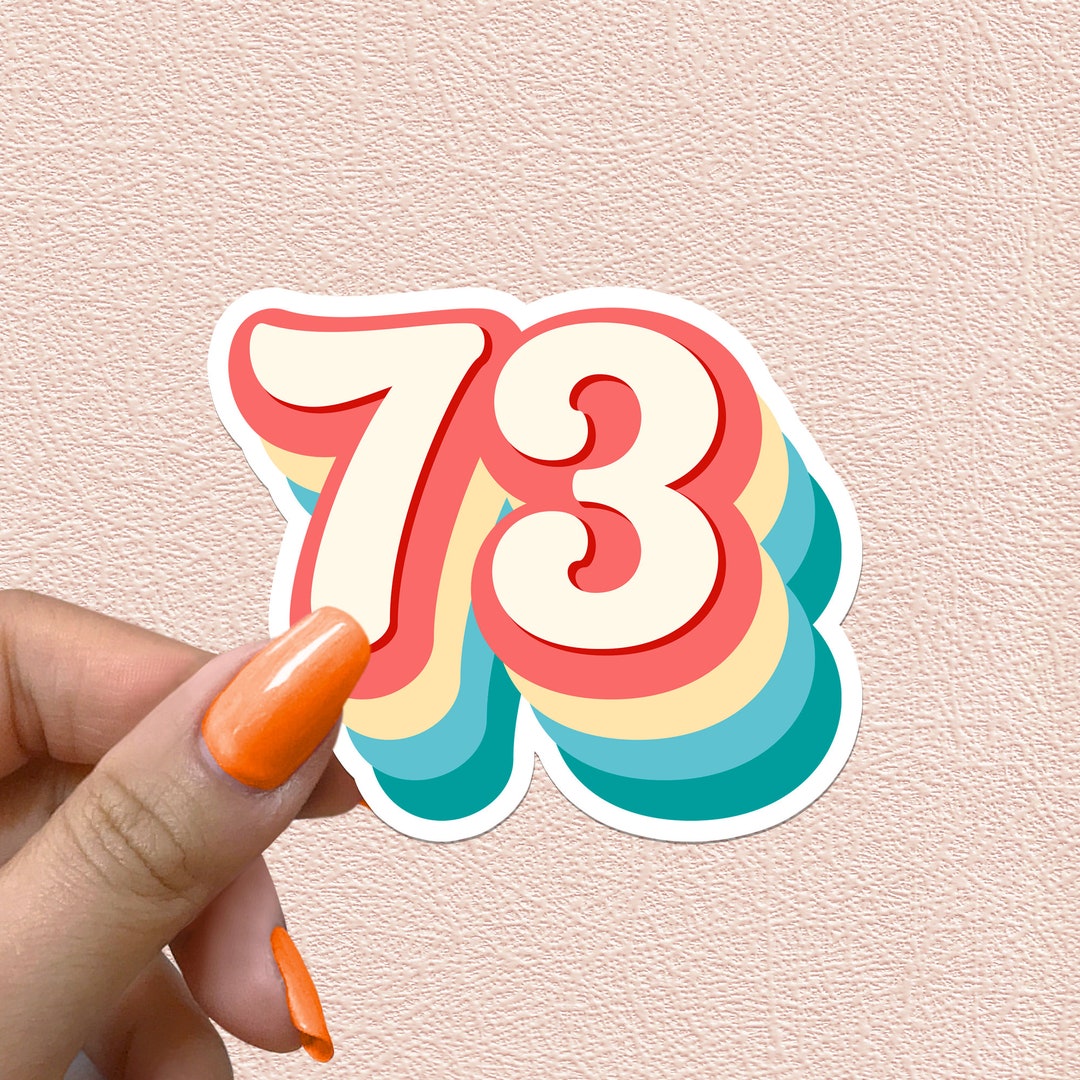 Number 73 Sticker Retro Rainbow Numbers 73rd Birthday Decal Year Party ...