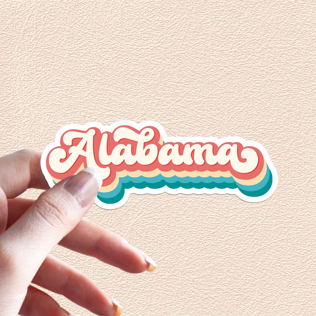 Alabama Sticker Retro Rainbow State Decal United States Waterproof ...