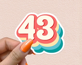 Number 32 Sticker Retro Rainbow Numbers 32nd Birthday Decal Year Party ...