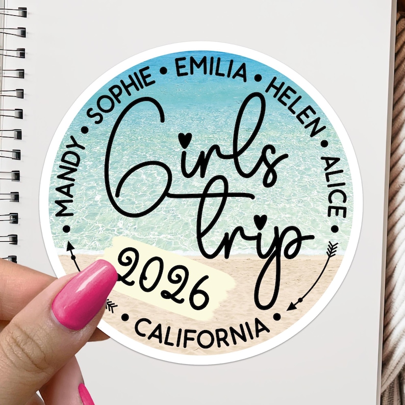 Girls Trip 2026 Sticker Custom Names Vacation Travel Personalized Decal ...