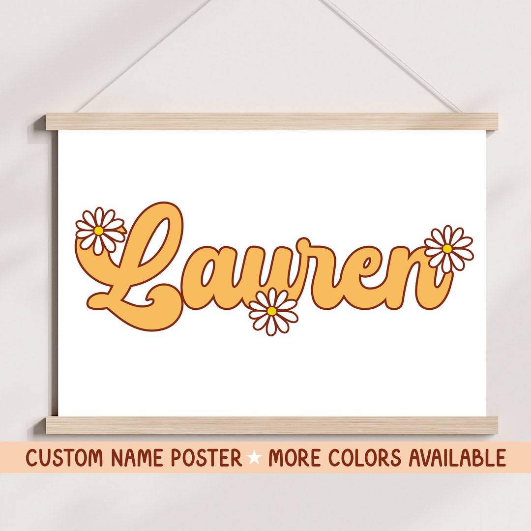 Custom Name Poster, Unframed Wall Art, Personalized Text Print, Retro ...