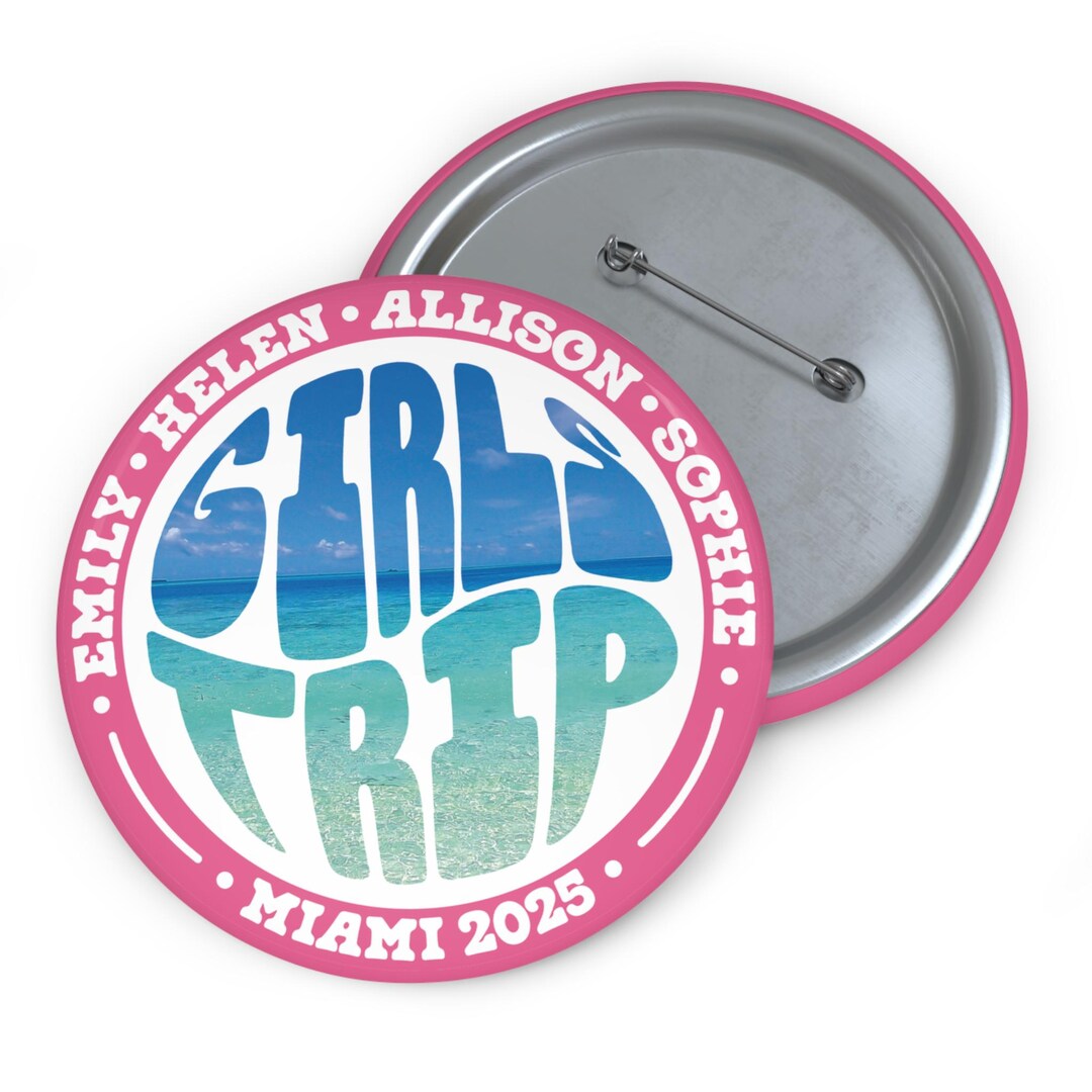 Personalized Girls Trip Pin: Custom Beach Vacation Travel Keepsake - Etsy