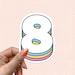 Number 8 Sticker Retro Rainbow Numbers 8th Birthday Decal Year Party ...