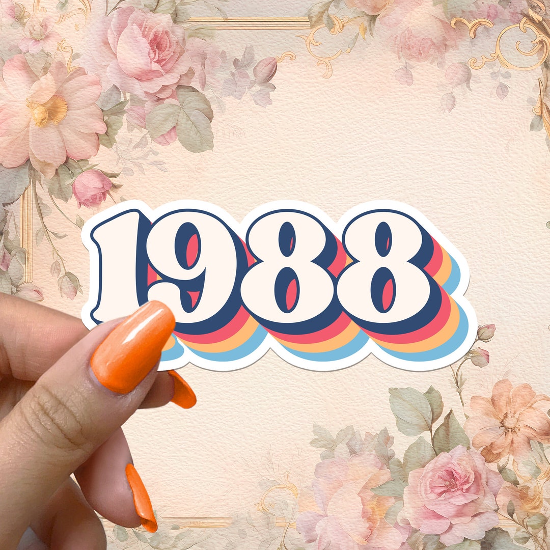 1988 Sticker Year Retro Vintage Groovy Hippie 88 Waterproof Vinyl ...