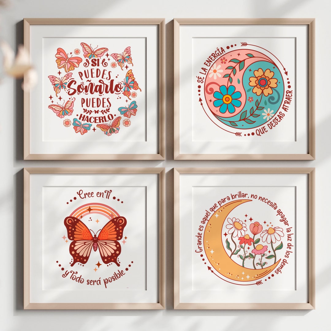 Motivational Quotes in Spanish Posters Prints Wall Art Boho Decor ...