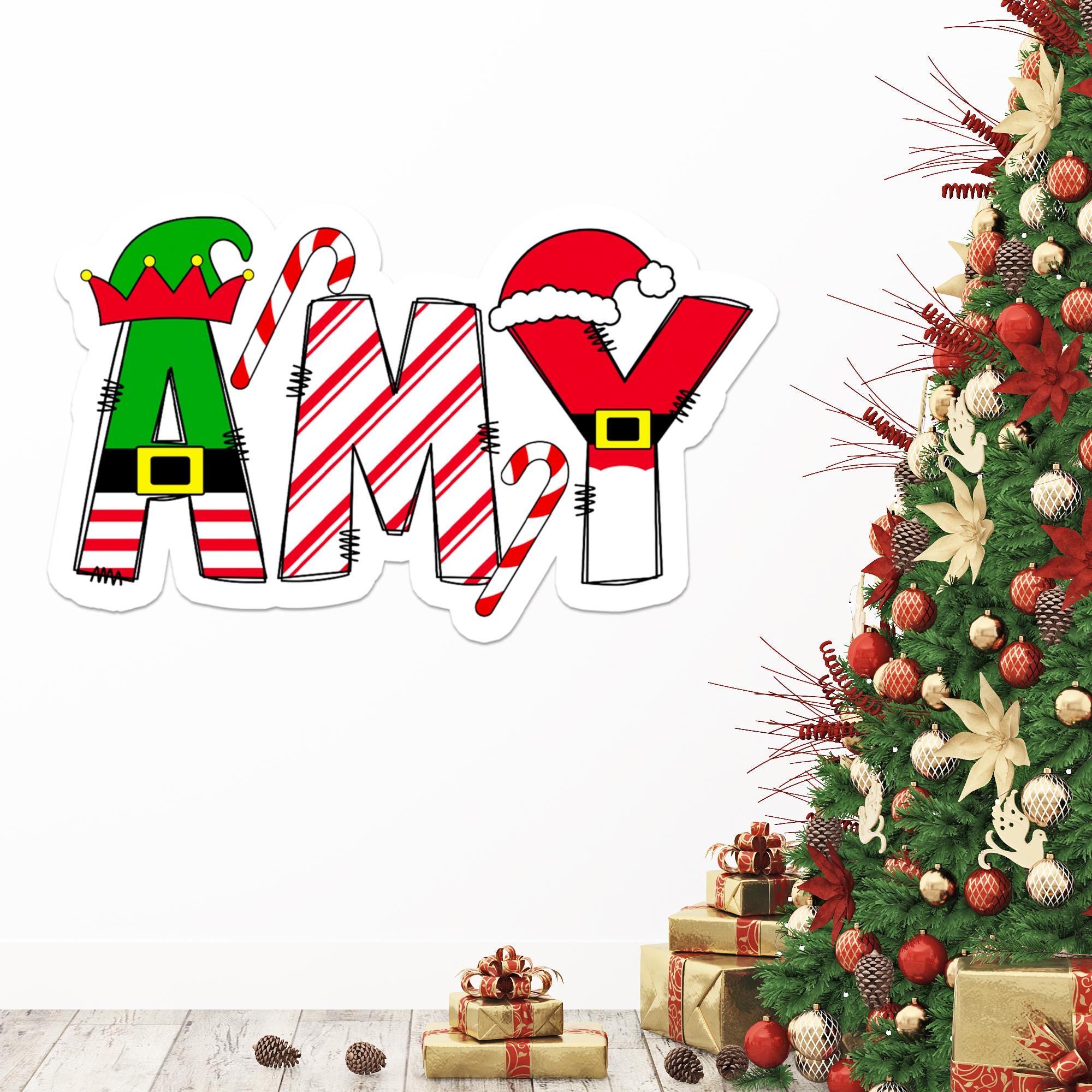 Christmas Sticker Custom Name Personalized Holiday Gifts Santa Decal ...