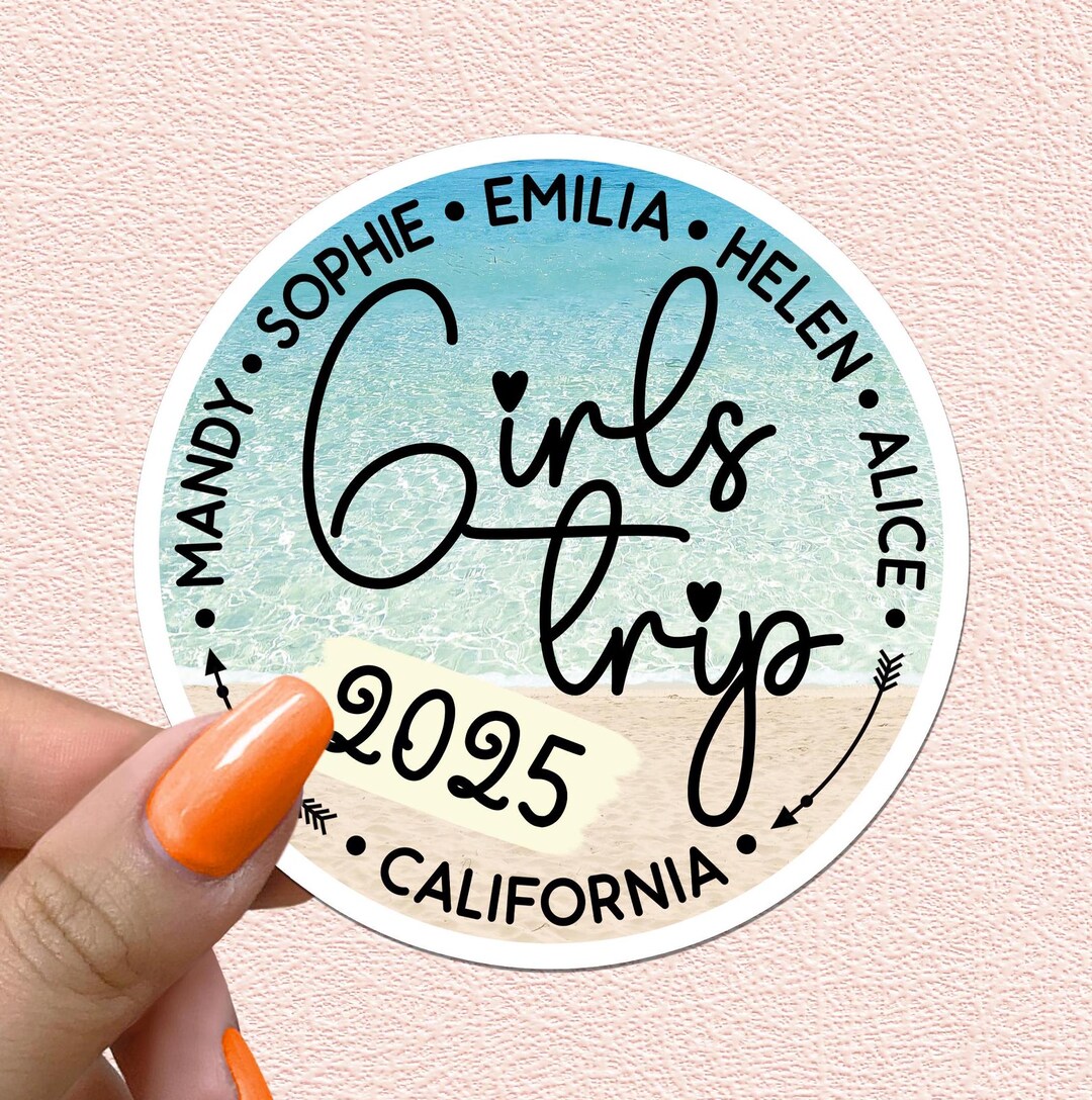 Girls Trip 2025 Sticker Custom Names Vacation Travel Personalized Decal ...