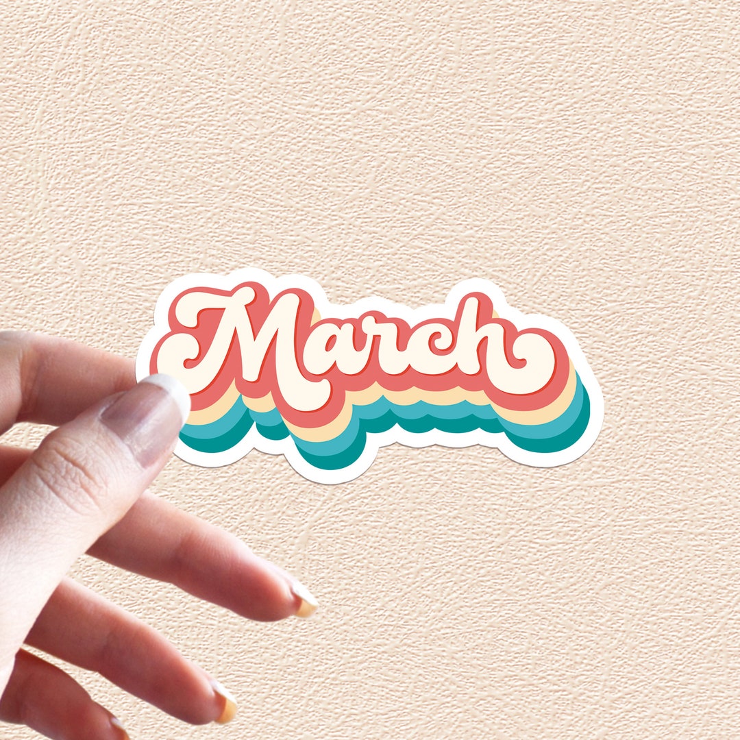 March Sticker Month Retro Rainbow Decal Waterproof Vinyl Stickers - Etsy