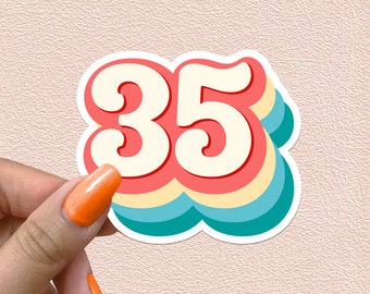 Number 99 Sticker Retro Rainbow Numbers 99th Birthday Decal Year Party ...