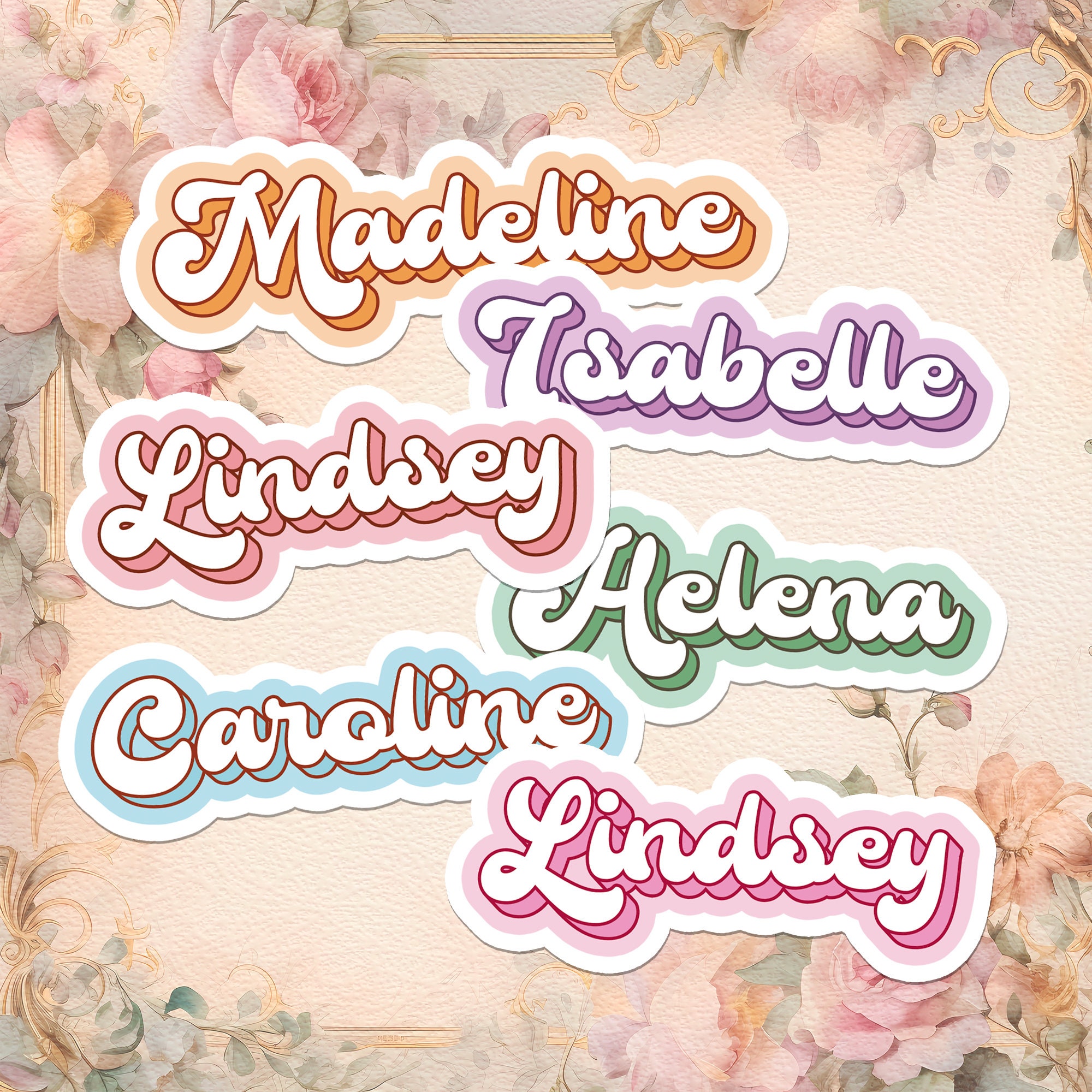 Custom Sticker Name Text Retro Groovy 70s Vintage Colorful - Etsy