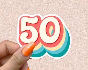 Number 31 Sticker Retro Rainbow Numbers 31st Birthday Decal Year Party ...