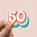 Number 30 Sticker Retro Rainbow Numbers 30th Birthday Decal Year Party ...