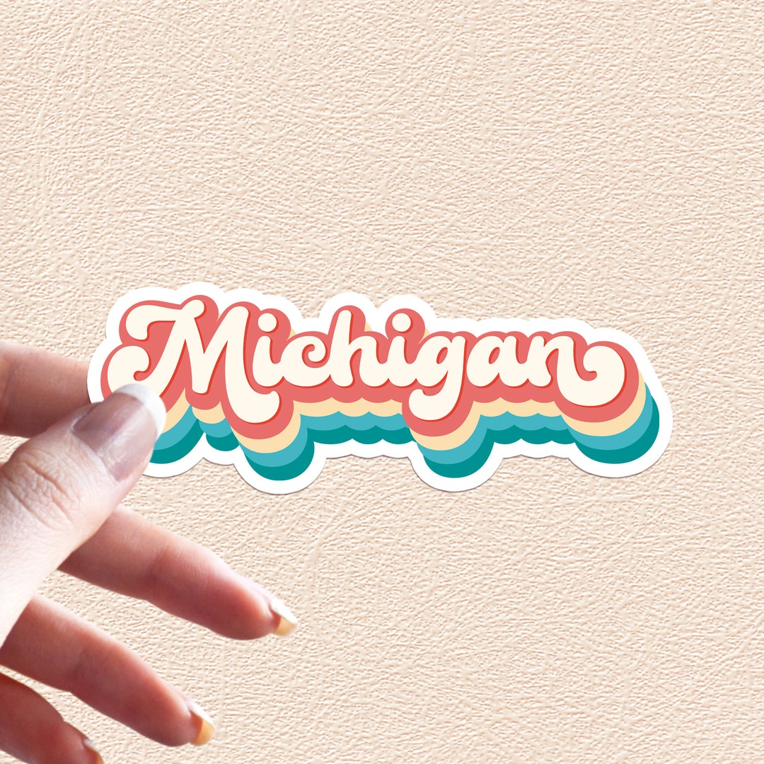 Michigan Sticker Retro Rainbow State Decal United States Waterproof ...