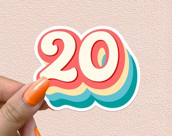Number 99 Sticker Retro Rainbow Numbers 99th Birthday Decal Year Party ...