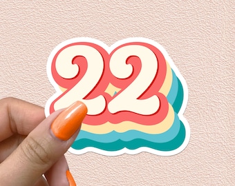 Number 32 Sticker Retro Rainbow Numbers 32nd Birthday Decal Year Party ...