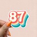 Number 87 Sticker Retro Rainbow Numbers 87th Birthday Decal Year Party ...